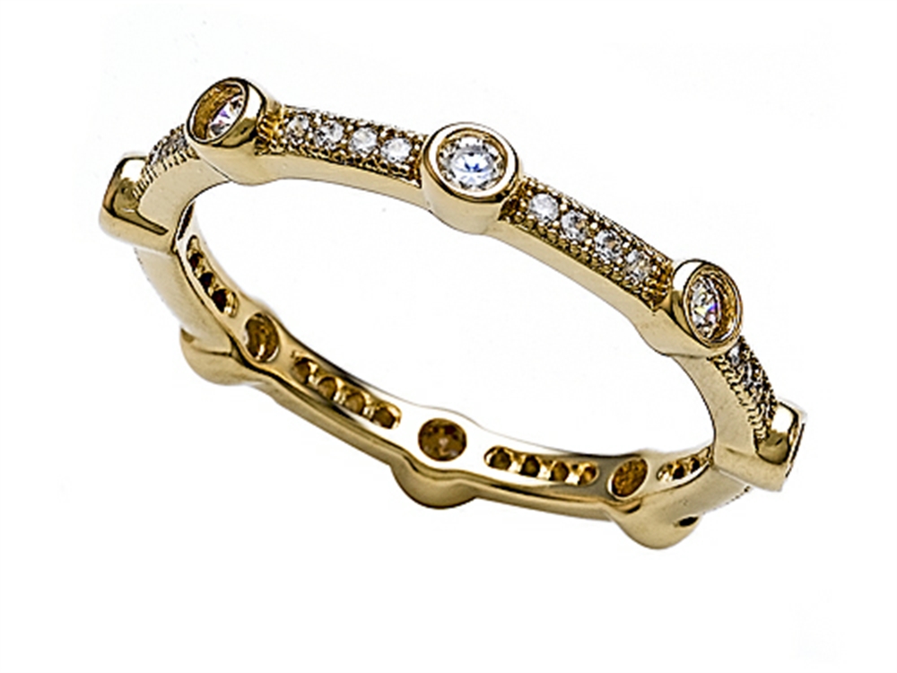 Zoe R Gold Plated Silver Cubic Zirconia Stackable Eternity Band ...