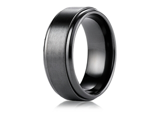 Benchmark Black Titanium 9mm Comfort-fit Satin-finished Stair-step Edge ...