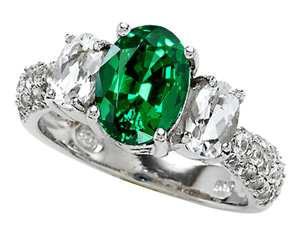 Star K 9x7mm Oval Simulated Emerald Ring | 307278 | Finejewelers.com