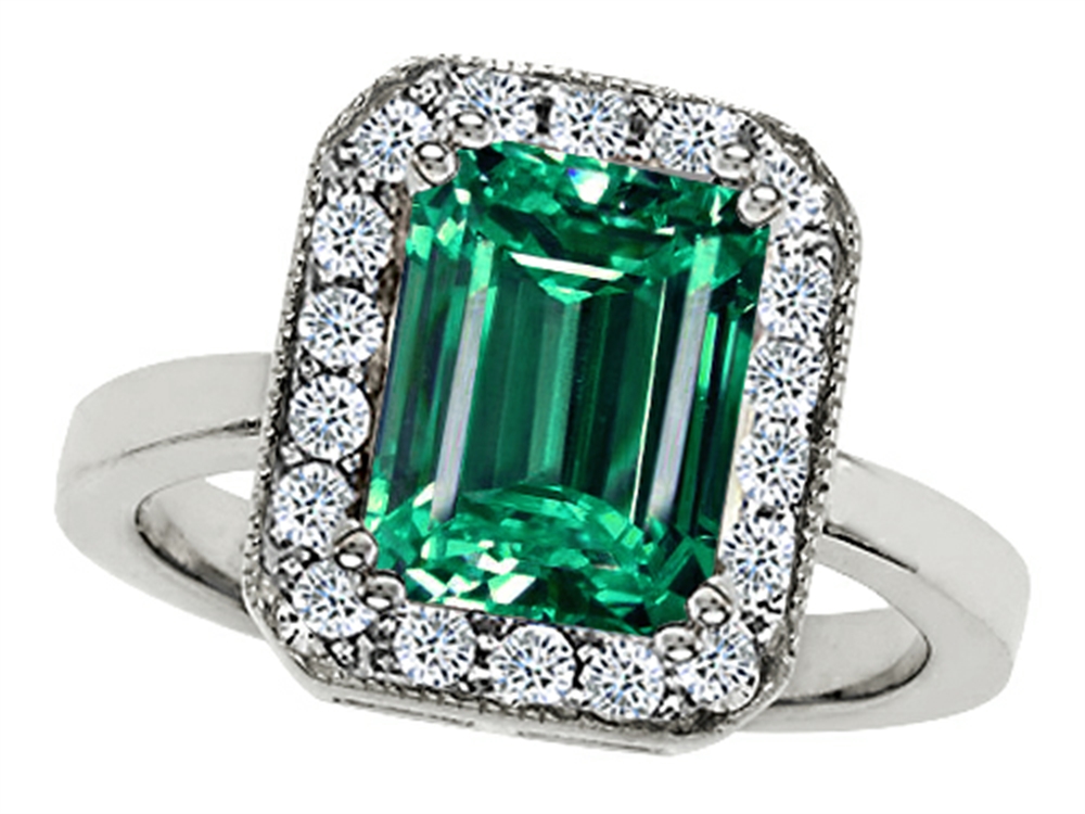 Star K 10x8mm Emerald Cut Simulated Emerald Ring | 307318 ...