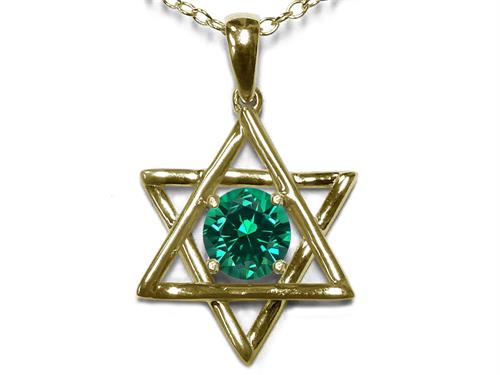 Star K Jewish Star of David Pendant Necklace Simulated Emerald 317285W